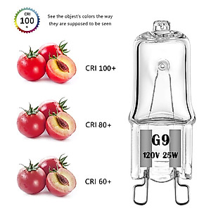 G9 Halogen Bulb 120V 25W T4 Type 2 Pin Base Light Bulb Replacement Dimmable Warm White (6 Pack)