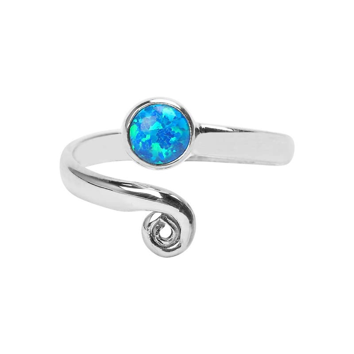 Green Opal Toe ring midi rings 925 Solid Sterling Silver Girl Women Body Jewellery Lab Opal Adjustable Stone Toe Rings