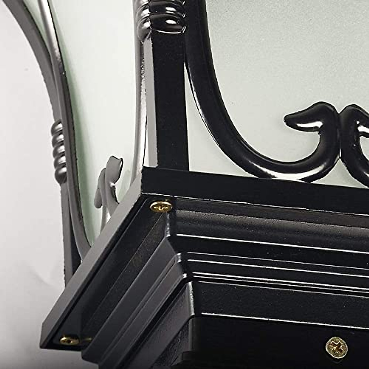 MODEBHD Traditional European Retro Outdoor Glass Lantern Column Lamp Black Post Lights Square IP55 Waterproof Patio Villa Door Pillar Table Light Rainproof E27 Garden Lawn Lamp