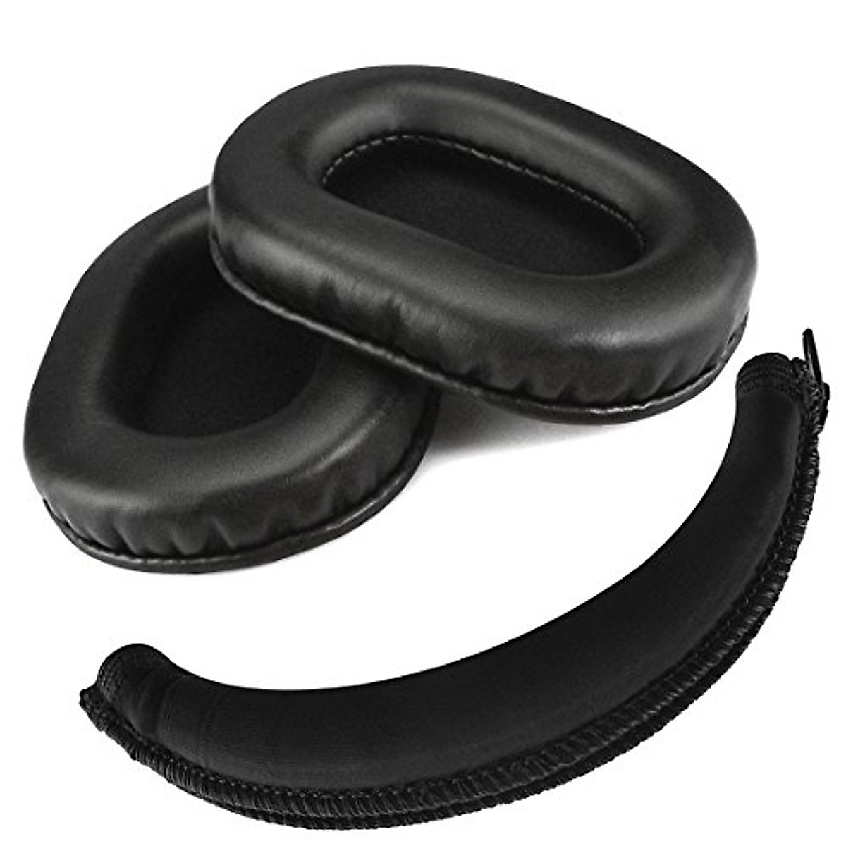 Geekria Earpad + Headband Compatible with Sony MDR-7506, MDR-V6, MDR-CD900ST Headphone Replacement Ear Pad + Headband Cover/Ear Cushion + Headband Protector/Earpads Repair Parts Suit (Black)