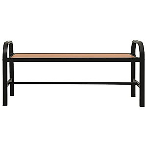 vidaXL Patio Bench Garden Outdoor Lawn Yard Terrace Balcony Backyard Seat Seating Sitting Chair Bench Furniture Steel and WPC Black