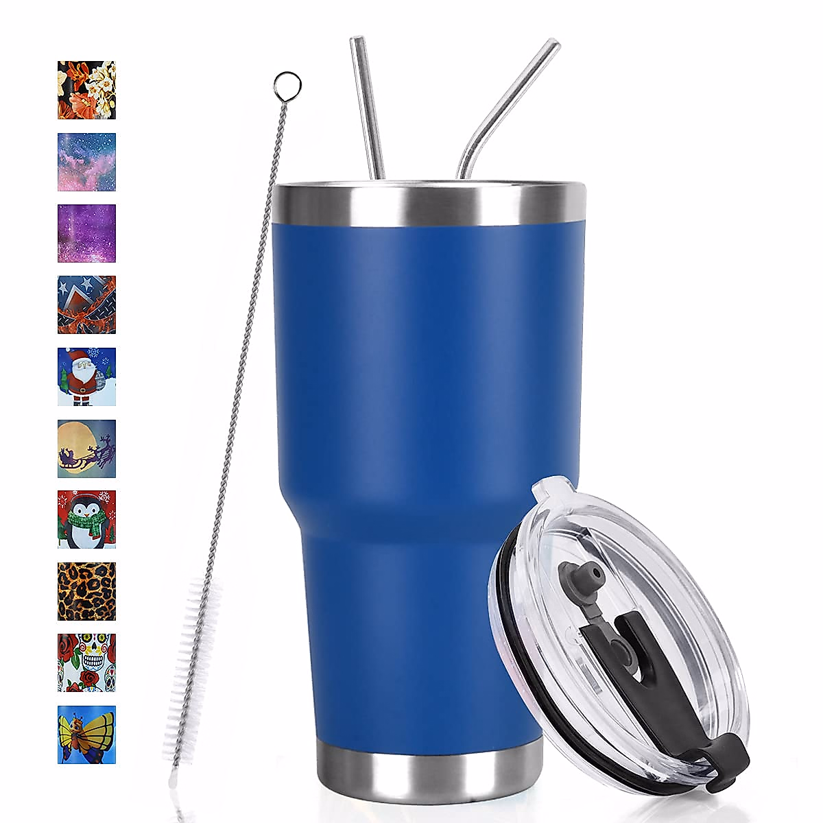 SYACOT 30oz Tumbler Double Wall Stainless Steel Vacuum Insulated Travel Mug with Splash-Proof Lid Metal Straw and Brush