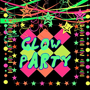 508ft UV Neon Paper Garland Crepe Streamers Glow in The Dark Party Supplies Garland Neon Party Decorations Streamers for Blacklight Reactive Fluorescent Wedding Birthday Party Decorations