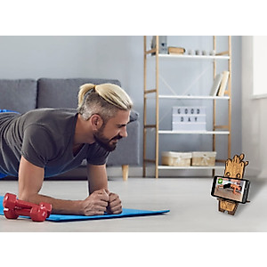 Wood Cute Cell Phone Stand, Compatible with iPhone 12 11 Pro XS Max XR 8 7 6S Plus, Samsung S20+ Note10, Phone Stand, Wood Phone Holder Stand, Wooden phone stand for desk, charging stand… (Wood)