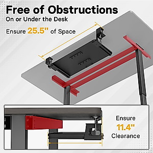 BONTEC Keyboard Tray Under Desk, Pull Out Keyboard & Mouse Tray with C Clamp, 25.6“(30” Including Clamps) x 11.8“ Steady Slide-Out Computer Drawer for Typing, Perfect for Home or Office