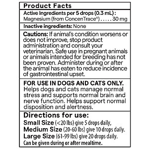 Trace Minerals Pet Calming Drops - Cat & Dog Supplement Drops for Relaxation Support - Pet Health Supplies with Magnesium from ConcenTrace - Puppy & Kitten Essentials - 1 fl oz