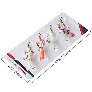 BASSDASH Ice Fishing Lures with Glide Tail Wings Winter Ice Jigging Fishing Jigs for Bass Perch Walleye Pike
