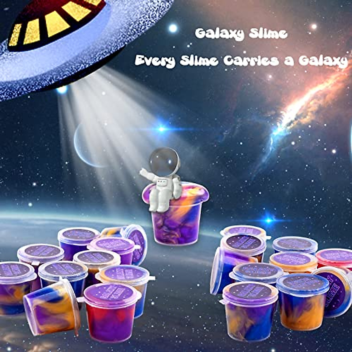 Galaxy Slime Kit 40 Pack, Mini Putty Slime Easter Party Favor for Kids Girls Boys, Soft, Stretchy&Non-Sticky, Stress Relief Colorful Slime Pack Toy for Kids Goodie Bag Stuffers