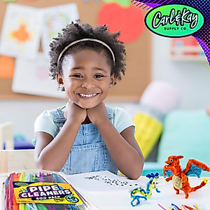 Carl & Kay 600 Pipe Cleaners & 74 Googly Eyes - Chenille Stems Pipe Cleaners Craft - Colorful Pipe Cleaners for Crafts - Colored Pipe Cleaners for Kids - Bulk Pipe Cleaners - Soft Fuzzy Chenille Stems