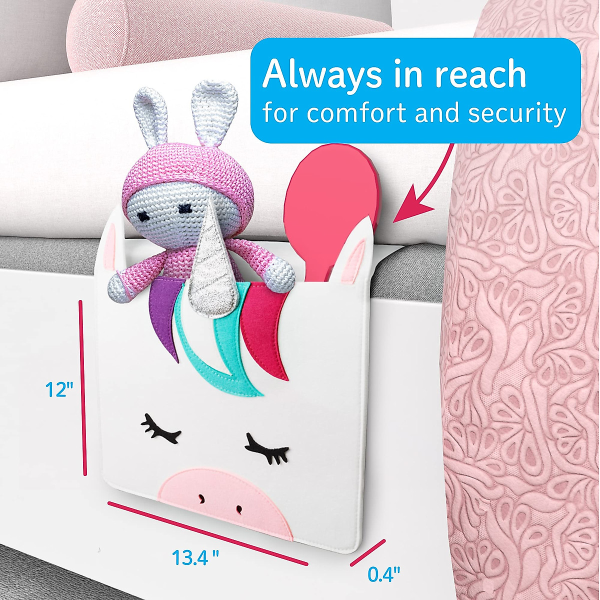 PIKL Unicorn Hamper Bedside Caddy set Patented design Quality Girls Laundry Hamper with Carry Handle and hanging storage organizer bed pocket unicorn decor Ideal gift for girls kids laundry basket