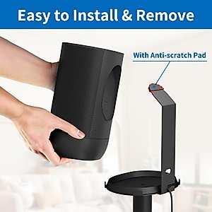 Heavy Duty Floor Speaker Stand for Sonos Move, Move 2 Stand Holder with Management Cable Clips Compatible with Sonos Move Speaker Stand Easy to Install, Black