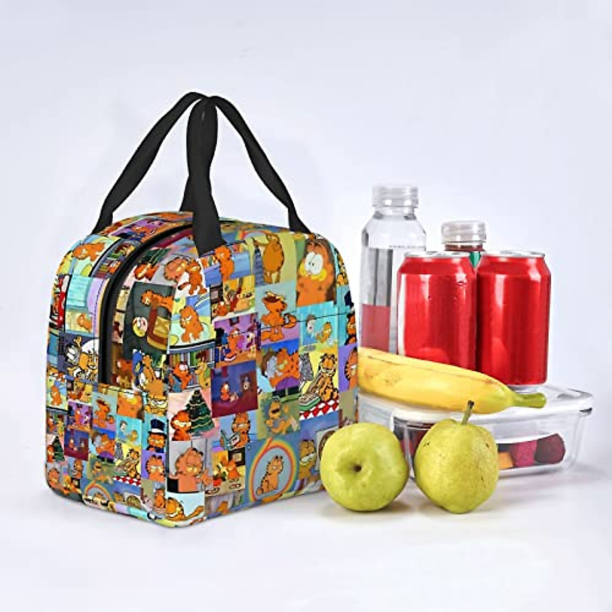 lxiygzu Garfield Overload Lunch Bag Reusable Insulated Cooler Lunch Box Cute Leakproof Thermal Lunch Tote Bag For Work Picnic Beach Office