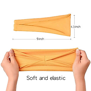 Jesries Headbands for Women Non Slip Turban Hair Wrap Elastic Hair Bands Workout Running Headwrap Sweat Yoga Head Bands for Girls 15 Pack