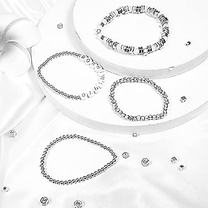 2000 Pieces DIY Assorted Spacer Bead Set Round Smooth Tiny Bead Diamond Ring Bead Cube Faceted Spacer Bead Corner Square Bead Loose Jewelry Bead for Bracelet Earring Necklace DIY Jewelry Craft Making