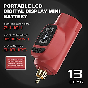 HAWINK Tattoo Kit Rotary Tattoo Gun Machine with Power Supply LCD digital 3.7V Lithium Battery 1600mAh Tattoo Battery 1Pcs 7 inks HWP6KITEN05C-2