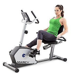 Marcy Recumbent Exercise Bike with Adjustable Seat and 8 Resistance Levels, 300 Pound Capacity NS-1201R