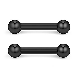Ruifan Mix Color 316L Stainless Steel Nipple PA Tongue Shield Barbell Ring Bar Body Piercing Retainer 12G 10mm 12PCS