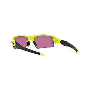 Oakley Men's OO9271 Flak 2.0 Low Bridge Fit Rectangular Sunglasses, Neon Yellow/Prizm Road, 61 mm