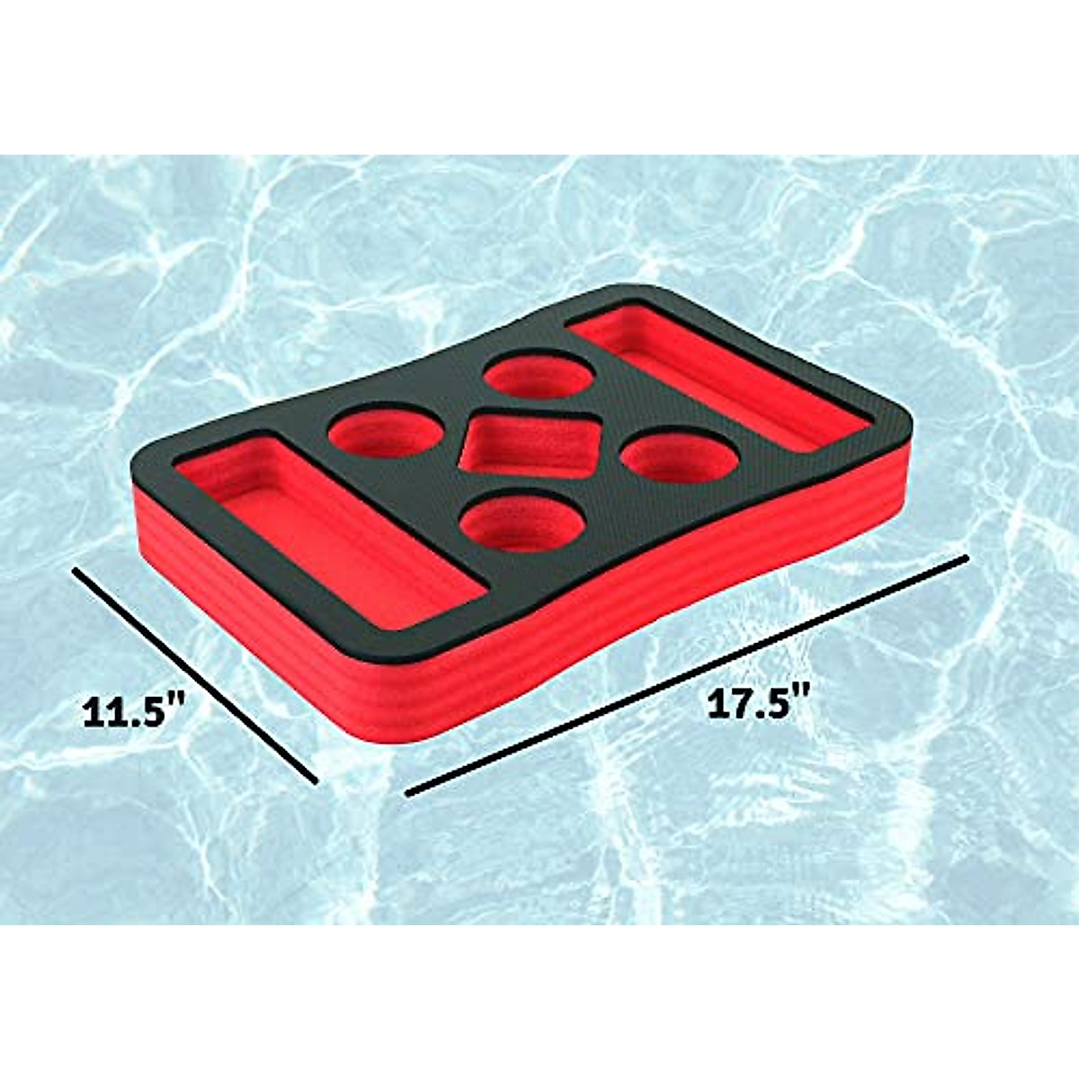 Polar Whale Floating Spa Hot Tub Bar Drink and Food Table Red and Black Refreshment Tray for Pool or Beach Party Float Lounge Durable Foam 7 Compartment UV Resistant