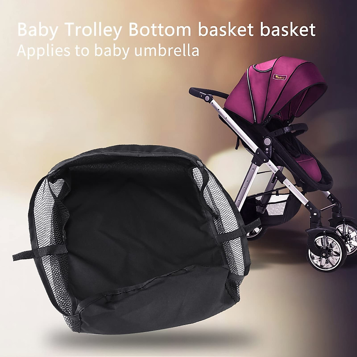 Baby Stroller Pram, Bottom Basket Infant Pushchair Shopping Storage Case Organizer Bag, 11.8 x 9.8 x 3.9Inch