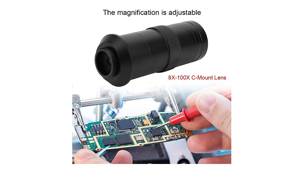 Adjustable 8X to 100X C Mount Microscope Lens