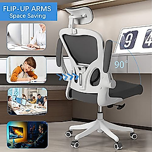 H HOH-Tech Ergonomic Office Chair, Home Office Desk Chairs with Adjustable Headrest and Armrests, High Back Computer Chair for Home Office, 330 lb Load Capacity (White)