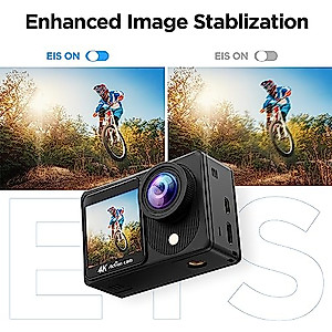 TIMNUT 4K Action Camera Touchscreen - Dual Screen Ultra HD EIS WiFi Sports Camera,40M Waterproof Camera 170°Wide Angle Vlog Camera 20MP Underwater Camcorder with Remote Control and 2 Batteries