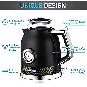 Kichele Electric Tea Kettle, 1.7L Hot Water Kettle, BPA Free Stainless Steel Water Boiler with STRIX Thermostat, Auto Shut off & Boil-Dry Protection For Tea, Coffee