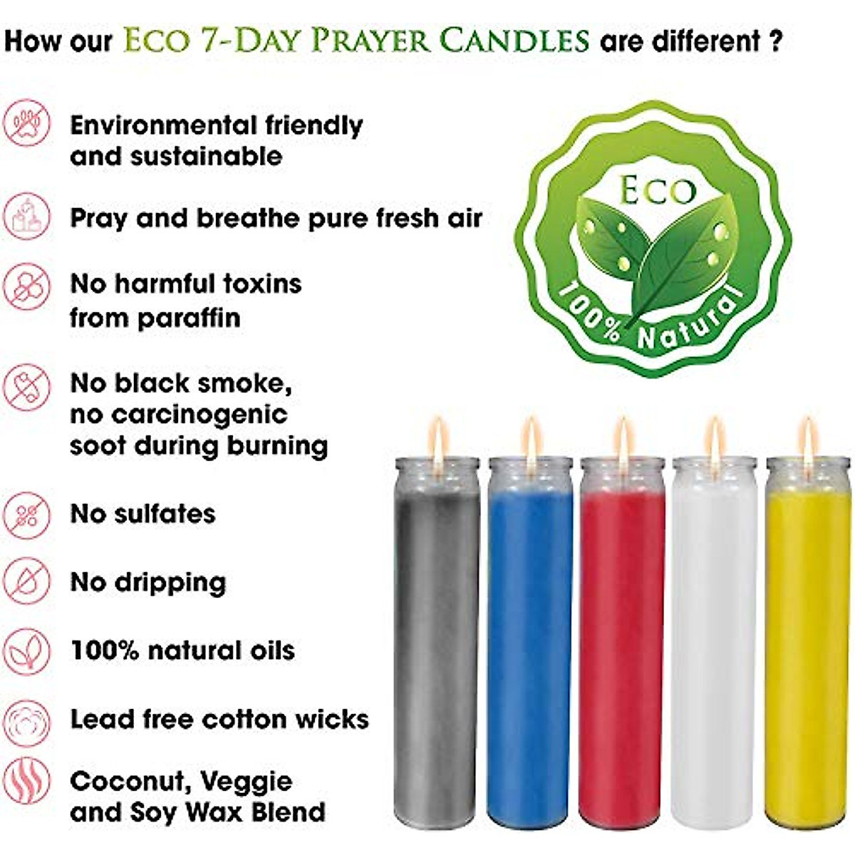 CocoSoy Candles, Assorted 7 Day Sanctuary Glass Jar Candles Great for Religious, Memorial, Party Decor, Vigils, Prayers, Blessing, 100% Natural Coconut Soy Wax - 4 Pack