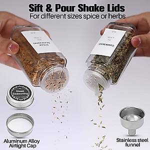 Brippo Spice Drawer Organizer with 35 Spice Jars, 328 Labels, Sift and Pour Shake Lids with Airtight Aluminium Caps, 4 Tier (2 Set) Clear Acrylic Drawer/Countertop Tray Rack with Seasoning Containers