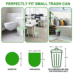 Small Trash Bags 2-2.6 Gallon Plant Starch Based, Inwaysin 200 Count Bathroom Trash Bags, Strong Trash Bags 2.6 Gallon Unscented, Size Expanded, for Bathroom Bedroom Trash Can, Green, 10L