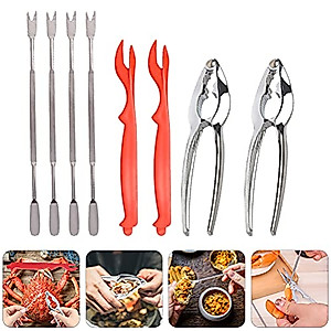 Hemoton Home Tool Set 1 Set 8Pcs Seafood Set Lobster Leg Sheller Crab Shell Opener Remover Lobster Fork Pick Kitchen Gadget for Home Restaurant Flackers Crackers