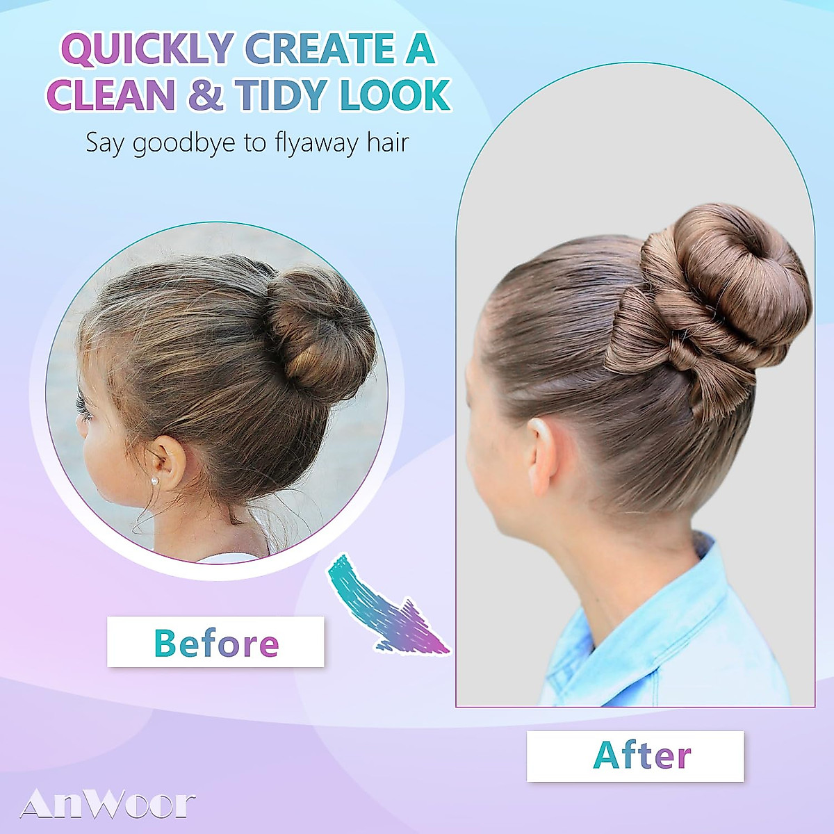 AnWoor Hair Wax Stick for Flyaways Hair Accessories for Women Girls Hair Bun Maker for Kids Baby Hair Gel Stick Kids Hair Products Slick Stick Girls Hair Accessories Hair Smoothing Stick