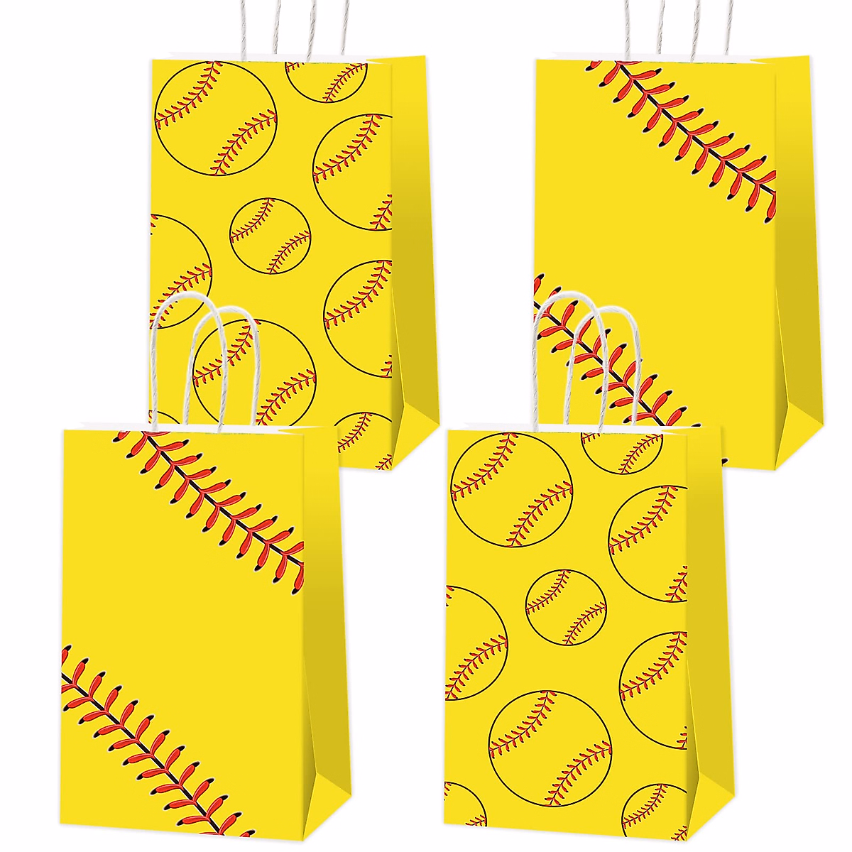 gisgfim 16 Pcs Softball Party Treat Bags Favor Softball Goodie Treat Bags Softball Present Bags Kraft for Sport Softball Theme Birthday Party Decorations Supplies
