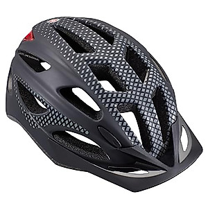 Schwinn Beam LED Lighted Bike Helmet with Reflective Design for Adults, 360 Degree Comfort System, Dial-Fit Adjustment, Removable Visor, Fits Head Circumferences 22.88-24.5 Inches, Matte Black