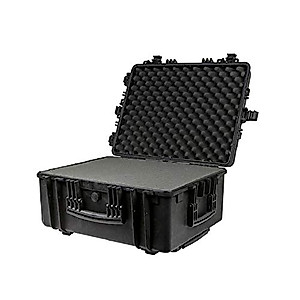 Monoprice Weatherproof / Shockproof Hard Case with Wheels - Black IP67 level dust and water protection up to 1 meter depth with Customizable Foam, 25" x 19" x 11"