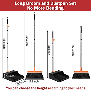 Yungyan Broom and Dustpan Set, 4 Pack, 52" Long Handle Adjustable Broom with Dustpan Combo Set for Home Office Kitchen Garage Floor Cleaning