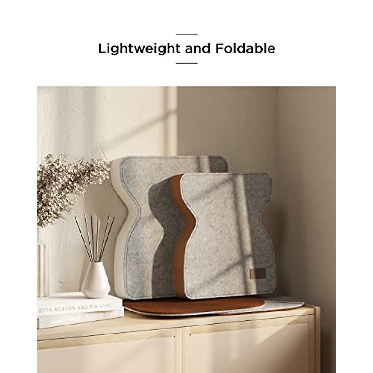 HONISMART Folding Bench, 3-Seat Accordion Retractable Bench, Foldable Entryway Bench, Creative Paper Bedroom Benches, 3-Seat End of Bed Bench, Piano Bench, Dining Bench, Benches for Indoor(Brown)