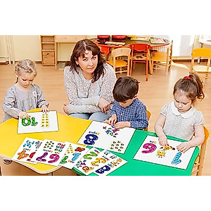 FLYAB Numbers Wall Stickers 5 Sheets Learning Educational Number Wall Decals Peel and Stick Animal Wall Decals Stickers for Kids Toddlers Classroom Playroom Daycare Nursery Bedroom Decorations