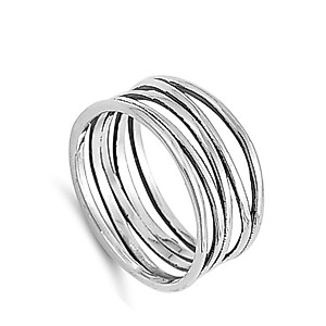 Knot Bar Line Design Polished Cute Ring New .925 Sterling Silver Band Size 7
