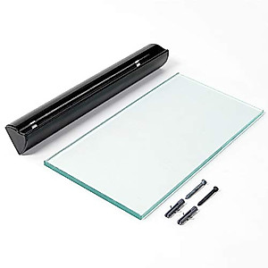 Deco Window 36" X 9" Tempered Glass Shelf for Wall Floating Shelves 8mm Thick Bathroom Storage Organizer with Concealed Mount (Black)