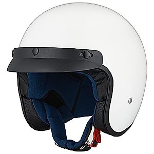 ILM 3/4 Open Face Motorcycle Helmets, Retro Vintage Moped Helmet for Men Women, Scooter ATV Cruiser Bobber Helmet, DOT Approved Model-207 (White, L)