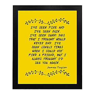 Fire And Rain - James Taylor Music Decor Wall Art, This Wall Decor Music Poster Print is a Great Vintage Decor For Music Room, Office Decor, Modern Home Decor, And Man Cave Room Decor, Unframed - 8x10