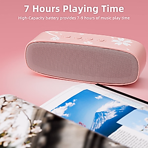 Mytrix Sakura Pink Cherry Blossom Bluetooth Speaker, Portable Wireless Speaker with Bluetooth 5.0, Dual Pairing, Outdoor Speakers with HD Sound and Bass for Home, Party, and Travel (Renewed)