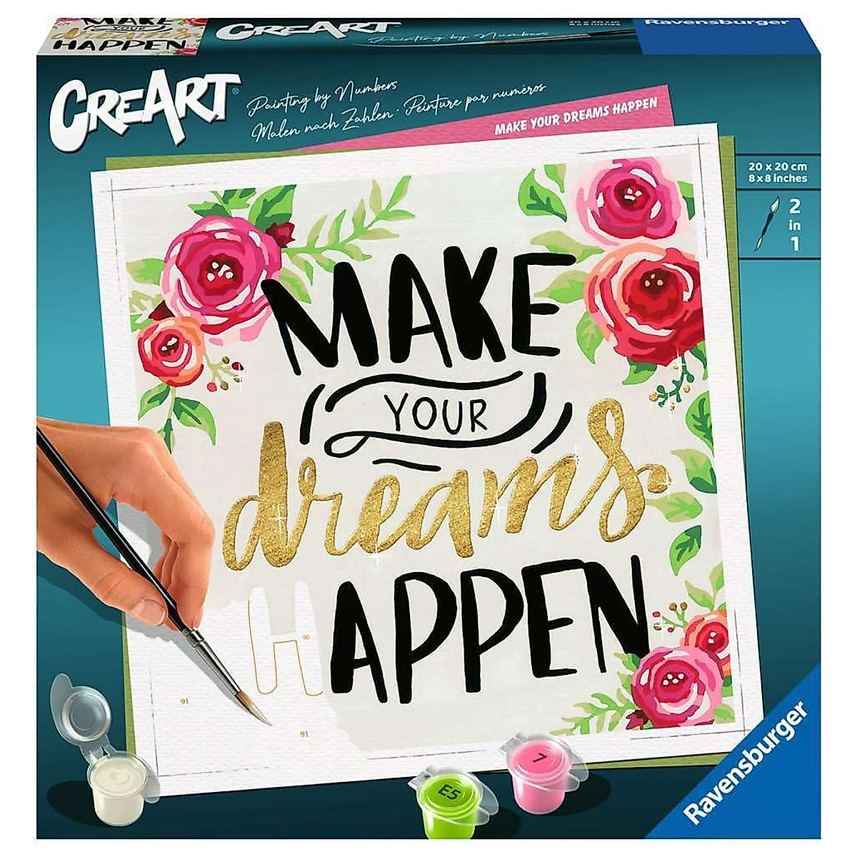Ravensburger CreArt Make Your Dreams Happen Paint by Numbers for Adults 12 Years Up - Painting Arts and Crafts Set - Home Decor Accessories