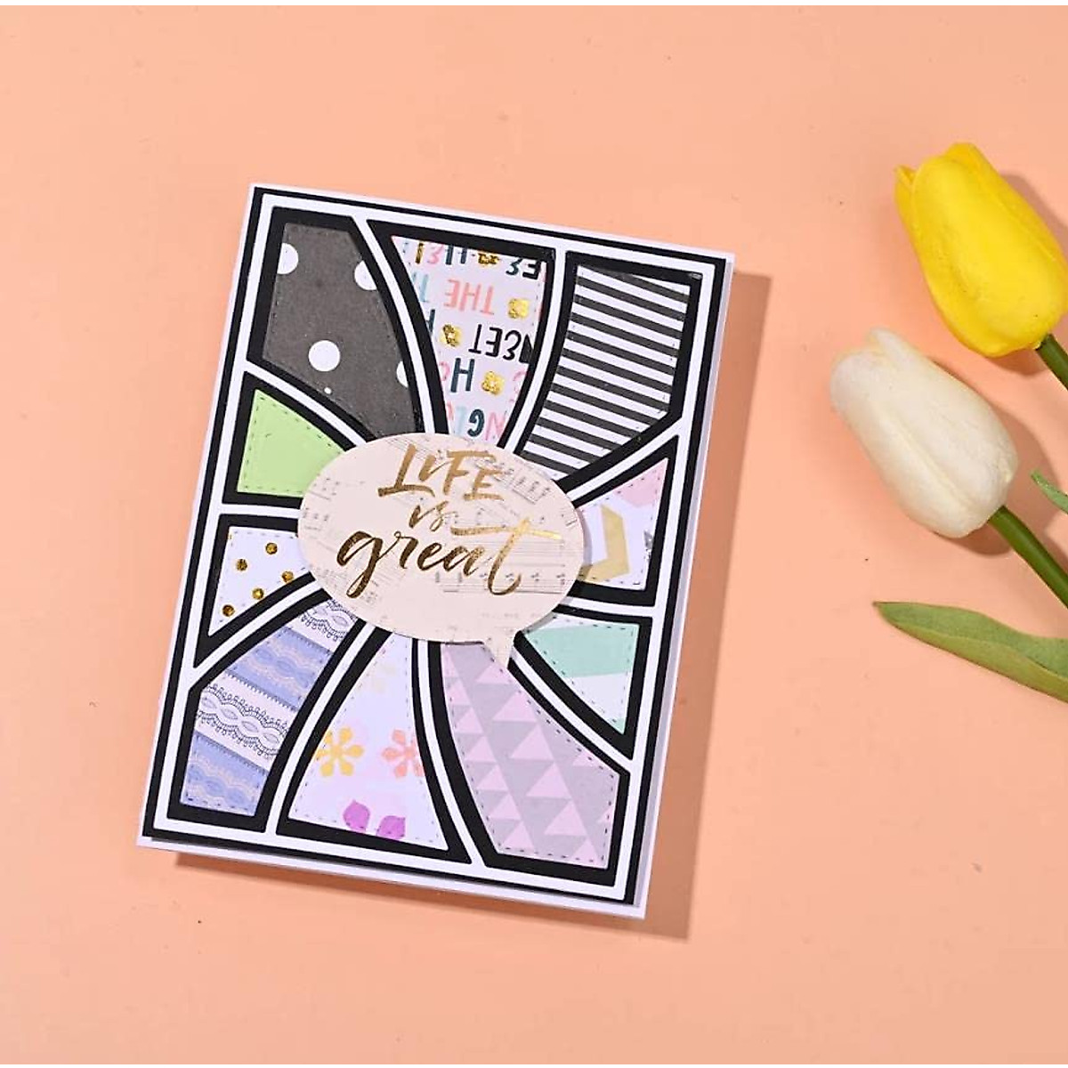 Rectangle Grid Frame Cutting Die Cuts, DIY Crafts Template Stitched Whirl Rectangle Frame Scrapbook Cards Cutting Dies Cut Stencils for DIY Embossing Card Making Decorative Paper Dies Scrapbooking
