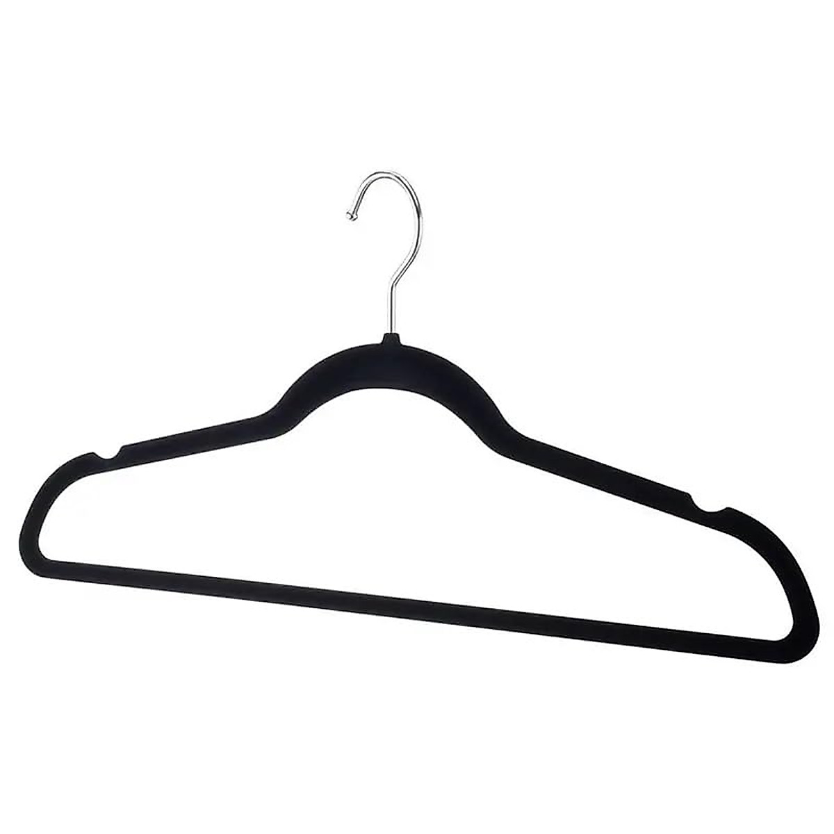 Black Velvet Felt Non Slip Clothes Hangers 50 Pack - Ultra Slim & Space Saving - Heavy Duty Swivel Black Hook for Clothing, Suit, Top, Tie, Shirt, Skirt & Pant Organization