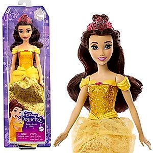 Disney Princess Belle Fashion Doll, Sparkling Look with Brown Hair, Brown Eyes & Tiara Accessory