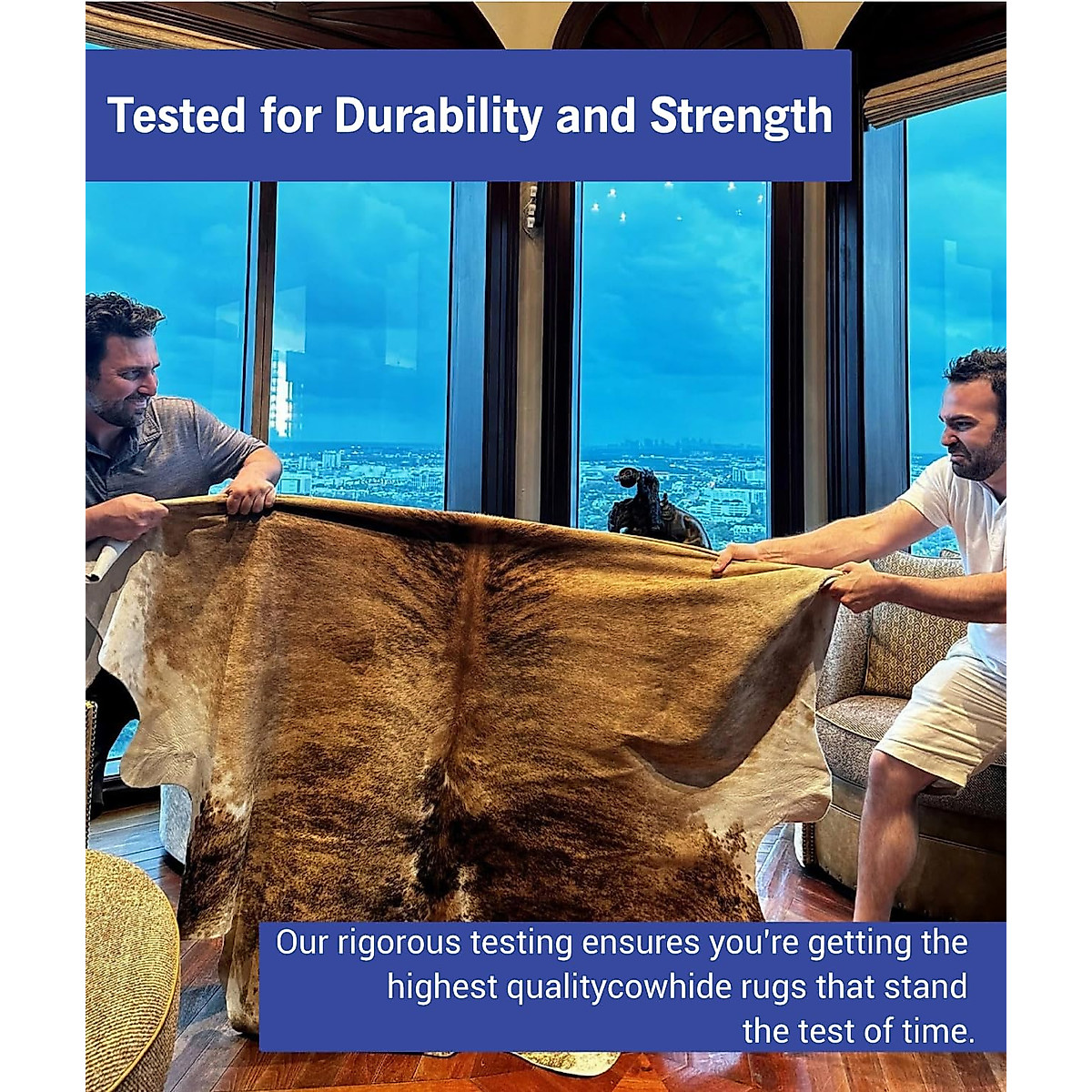 Cowhides Direct Genuine Cowhide Rug - Black & White Rug for Living Room, Bedroom & More - Authentic Cow Rug (6’x7’ Black & White)