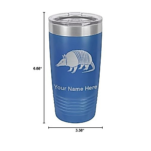 LaserGram 20oz Vacuum Insulated Tumbler Mug, Armadillo, Personalized Engraving Included (Dark Blue)